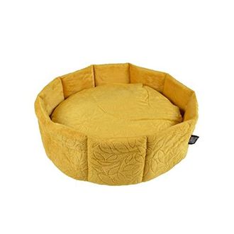 LOVE STORY Korb rund Ø 48 x 16 cm Boho Katze Senf