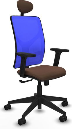 Piqueras y Crespo Schreibtischstuhl mit Armlehnen, h&ouml;henverstellbare Lendenwirbelst&uuml;tze und festes Kopfteil, ausgestattet mit 3 Positionen und Schneideschaum, Blau/Dunk