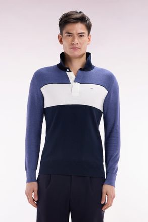 Eden Park Pull &Agrave; Col Maillot En Coton Bleu Coupe Droite