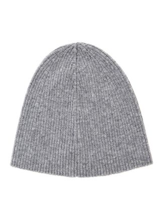 Saint Laurent Mens Grye Beanie With Logo Patch Grey Cashmere Hat