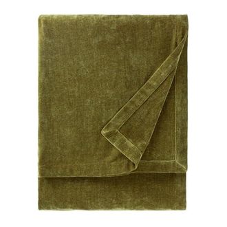 furn. Yard Jet&eacute; en Heavy Chenille - Couverture d&eacute;corative de Luxe en Velours Doux pour lit ou canap&eacute; (Olive - 150x200cm)