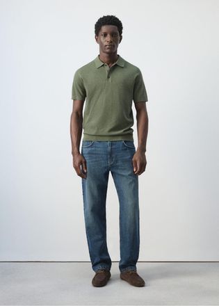 Mango Pull en maille fine microstructure vert for&ecirc;t - Homme - XXL - MANGO MAN