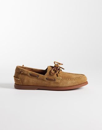 Polo Ralph Lauren Chaussures bateau en daim avec pampilles - Fauve-Marron