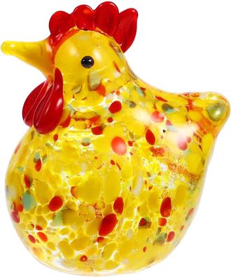 Healifty Glas H&uuml;hnerfigur Stabile Glashenne mit Flachem Boden Wetterbest&auml;ndig Leuchtend Gelb Tischdeko Wohnzimmer Geschenk Zuf&auml;lliger Stil