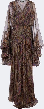 Etro Robe longue en soie m&eacute;lang&eacute;e