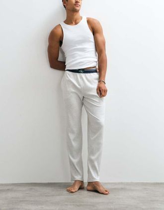 Calvin Klein Pantalon de pyjama en coton avec logo &agrave; la taille - Gris