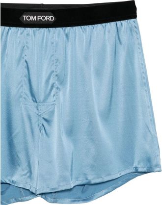 Tom Ford Satin Silk Boxer Shorts - Blue