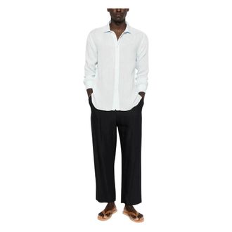 120% Lino Chemise classique coupe ajust&eacute;e - Homme - Chemises - Bleu - Taille: S