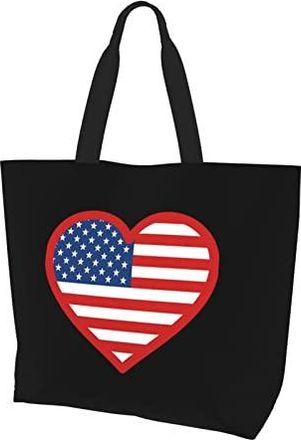 AOOEDM I Love The Us Ladies Canvas Tote Sac &agrave; provisions r&eacute;utilisable