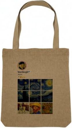 Fabulous Sac Shopping Tote Bag Aspect Lin - Van Gogh R&eacute;seaux Sociaux Peinture Peintre Art - Sac de Courses Toile Epaisse 360g Beige Naturel Cabas Port&eacute; Epaule 