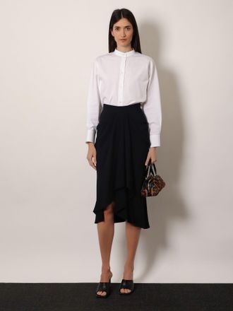 Givenchy Womens Draped Midi Skirt Black Viscose