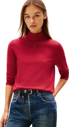 Tommy Jeans Damen Tjw Essential Trtlnk Sweater Dw0dw21672 Pullover, Red (Ruby Rhubarb), M EU
