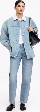 Arket Jeansjacke Mit Cordkragen -Blau