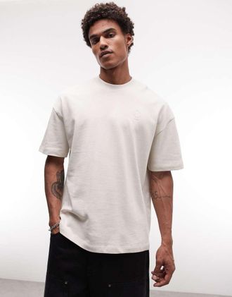 AllSaints Haven - T-shirt avec petit logo brod&eacute; sur le devant - Blanc canard