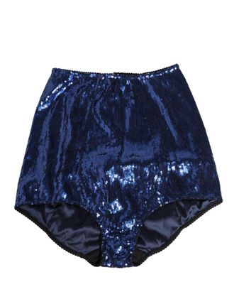 Dolce & Gabbana Womens Blue Sequined High Waist Girdle Panty Underwear Nylon Clothing