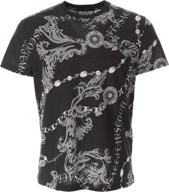 Versace Jeans Couture Homme, Tops, Noir, Taille: XL T-shirt Enti&egrave;rement Imprim&eacute;