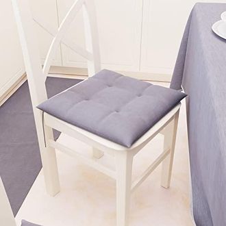 Petti Artigiani Italiani Kissen f&uuml;r K&uuml;chenst&uuml;hle 4-Punkte-Set mit 6 St&uuml;ck, Stuhlkissen aus Baumwolle mit B&auml;ndern 40 x 40 cm - Set mit 6 einfarbigen Designs, rauchgrau, 100% he