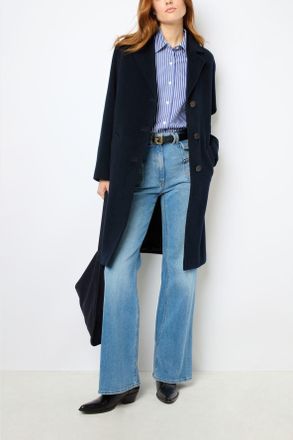 Gerard Darel Manteau droit en laine m&eacute;lang&eacute;e - LATHICIA - Marine