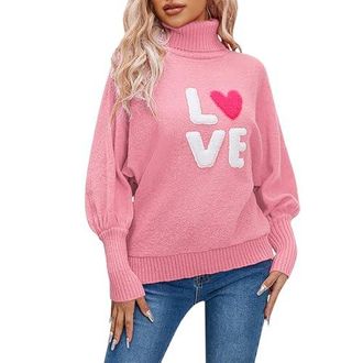 Generic Pull damour pour la Saint-Valentin - Grande taille - Haut &agrave; manches longues - Coupe ample - Doux et confortable - Imprim&eacute; coeur - Pull chaud pour femm