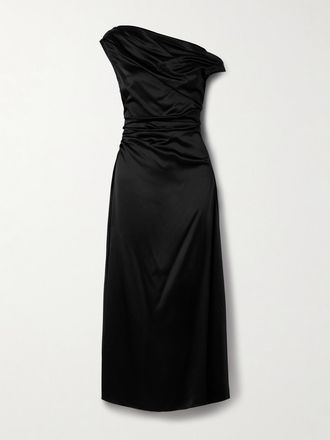 Staud Phare Midikleid Aus Einer Seidenmischung Mit Falten - Schwarz