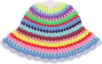 Ganni unisex, Accessoires, Multicolore, Taille: Xs/S Crochet Stripe Bucket Hat