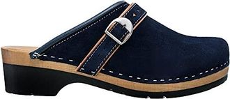 Estro & Luminara Sabots Femme en Cuir Chaussures Hôpital Mules Femmes Sabots Orthopédiques CDL05 (Bleu Foncé, 39)