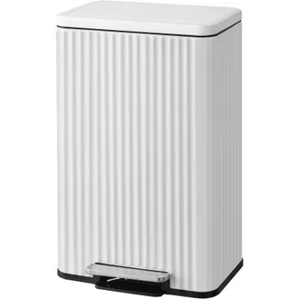Songmics Poubelle de Cuisine &agrave; P&eacute;dale, en Acier, avec Couvercle, Seau Int&eacute;rieur Amovible, Fermeture Douce, 50 L, Blanc