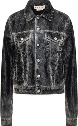 Marni Homme, Vestes, Noir, Taille: L Veste Trucker en Denim Floqu&eacute;