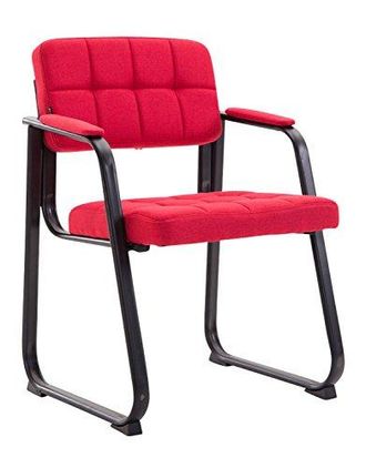 Clp Chaise Visiteur Canada B I Assise et Dossier Rembourr&eacute; Rev&ecirc;tement Tissu I Chaise de Cuisine avec Accoudoirs I Pieds en M&eacute;tal I Couleur: Rouge, m&eacute;tal M