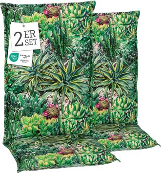 Beo Turin Hochlehner Gartenstuhl-Auflagen 2er Set | Waschbar | Made in EU | Öko-Tex Standard | Atmungsaktiv | UV-beständig | Extra Dicke Sitzkissen Outdoo