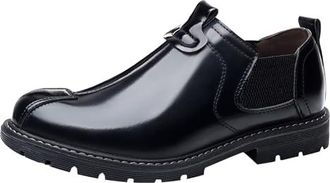 Generic Chaussures professionnelles pour homme - Sans lacets - Bout rond - En cuir - Talon bloc - Antid&eacute;rapantes - Tendance - Pour un usage quotidien au burea