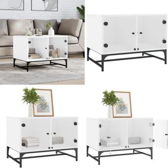 vidaXL Vidaxl - Couchtisch mit Glast&uuml;ren Wei&szlig; 68,5x50x50 cm - Couchtisch - Wohnzimmerschrank - Sideboard - Holzwerkstoff M&ouml;bel - Wei&szlig;er Couchtisch - Home &