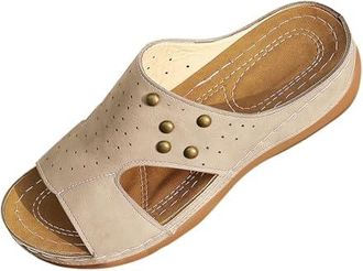 Generic Sandales orthopédiques pour femme à enfiler à bout ouvert - Soutien de la voûte plantaire - Confortable - Coupe large - Pour pieds enflés - Mules de p