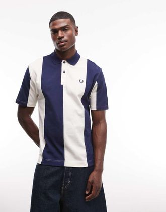 Fred Perry Polo &agrave; empi&egrave;cement ray&eacute; - Bleu et blanc-multicolore
