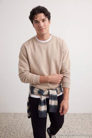 Trendyol MAN Herren Grau Einfarbig Lang Oversize Sweatshirts