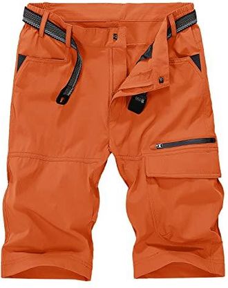KEFITEVD Pantalon Court pour Homme de Travail Doux Pantalon Court Mâle Léger Shorts Décontracté pour Homme,Orange,36