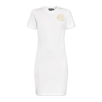 Versace Jeans Couture Kleid mit bedrucktem Logo - - Dresses - Damen - Wei&szlig; - S