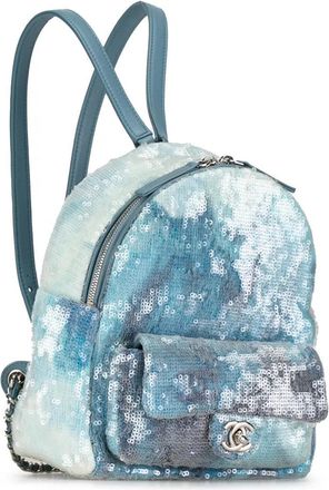 Chanel Rucks&auml;cke - Mini Sequins and Lambskin Waterfall Backpack - Gr. unisize - in Blau - f&uuml;r Damen