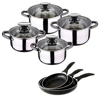 San Ignacio 8-teiliges SIP + Set mit 3 Pfannen 16/20/24 Küche Batterie, Edelstahl, Chrom, Einheitsgröße