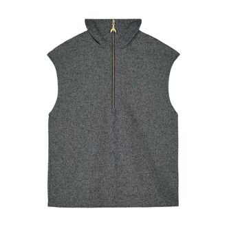Patrizia Pepe Bluse mit hohem Kragen und Rei&szlig;verschluss - - Tops - Damen - Grau - XS