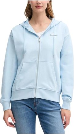 Calvin Klein Jeans Femme, Sweatshirts et sweats à capuche, Bleu, Taille: 42 FR Monologo French Terry Zip Sweat à capuche