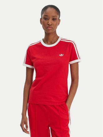 adidas T-Shirt 3-Stripes KD3676 Rot Slim Fit