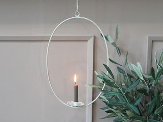 Chic Antique Kerzenkranz Kranz zum Aufhängen Shabby Chic Kranz für Spitzkerzen Metall H 30cm oder 36cm (H 30x24 cm 71511-01)