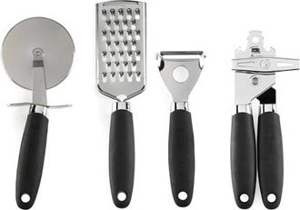 Russell Hobbs RH03233EU7 4-teiliges Küchenhelfsset - Venus Kollektion, Peeler, Dosenöffner, Pizzaschneider, Reibe, Aufhängehaken, Soft-Touch-Griffe, Einfache Reinig