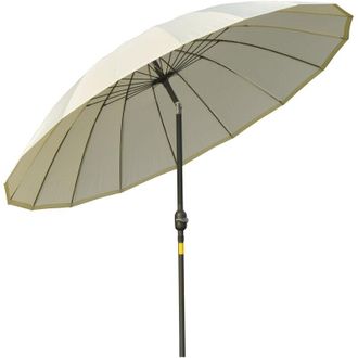 OUTSUNNY Parasol inclinable rond avec manivelle m&eacute;tal fibre de verre &Oslash; 2,55 m polyester haute densit&eacute; beige