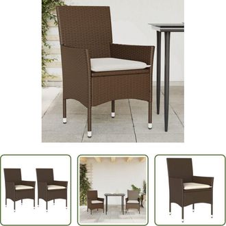 vidaXL Rattanstuhl - Gartenst&uuml;hle mit Kissen 2 Stk. Braun Poly Rattan
