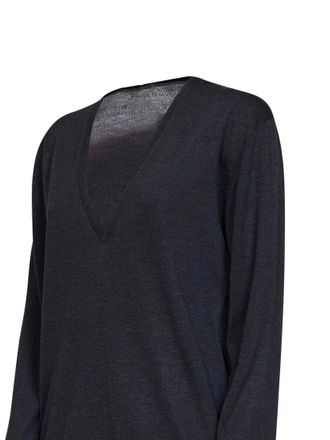 Toteme Lyocell and Cashmere V-Neck Sweater - Gray