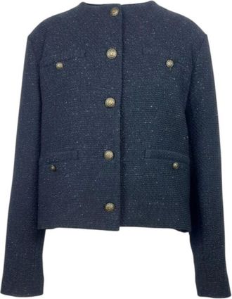 Circolo 1901 Femme, Vestes, Bleu, Taille: 42 FR Veste Courte en Boucl&eacute;