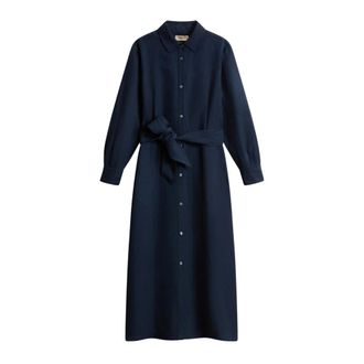 Woolrich Lyocell Linen Chemisier Kleid - - Dresses - Damen - Blau - S