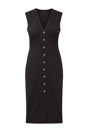 Trendyol Einfarbiges Midi-Kleid, &auml;rmellos, figurbetont - Grau